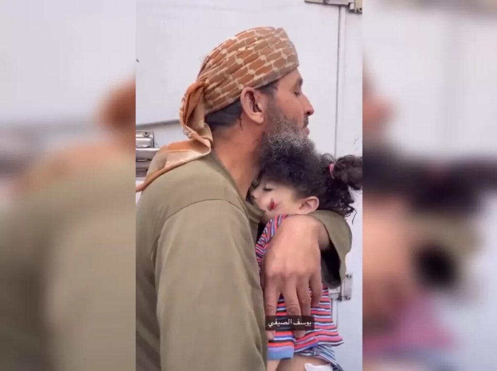 Palestinian Father Bids Farewell to His Daughter, Embracing Her in a ...